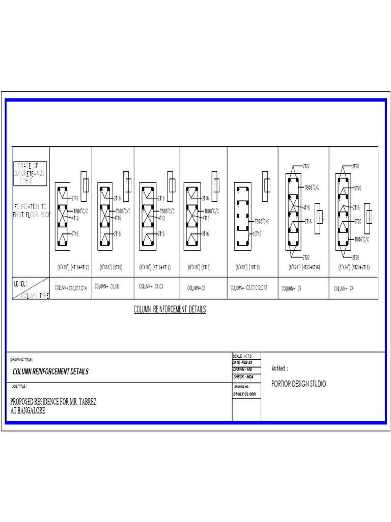 Column Rein - Details - Tabrez Residence (30' X 40') | PDF