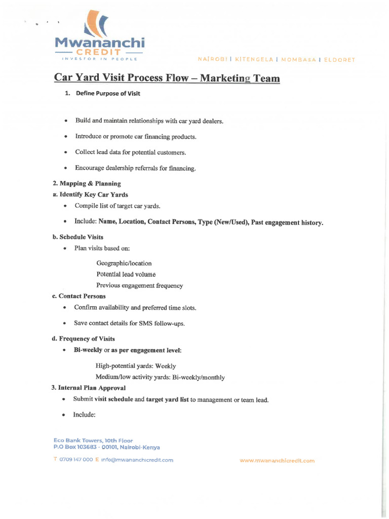 Signed Car Yard Process Flow | PDF