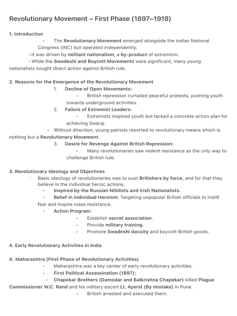 First Phase of India's Revolutionary Movement | PDF | Mahatma Gandhi ...