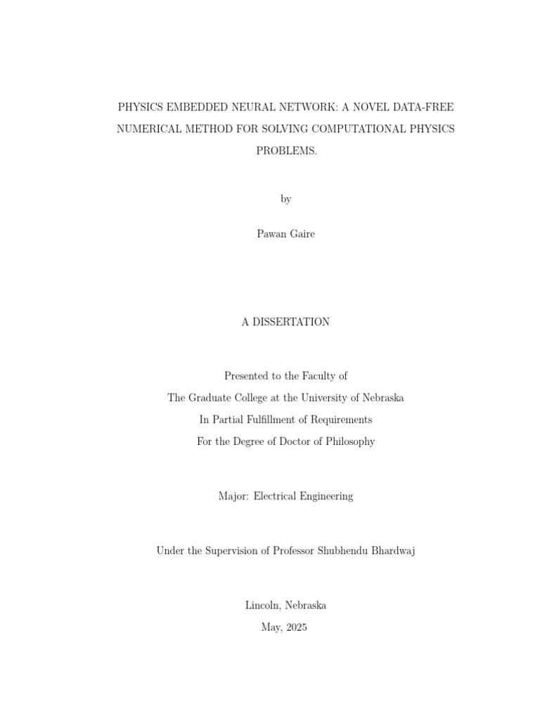 Physics Embedded Neural Network - A Novel Data-Free Numerical Method For Solving Computational ...