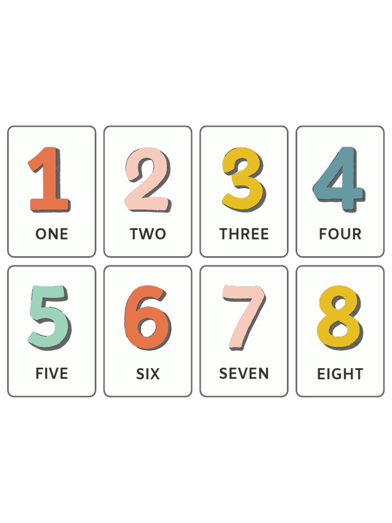White Colorful Numbers From 1 To 20 Flashcards | PDF