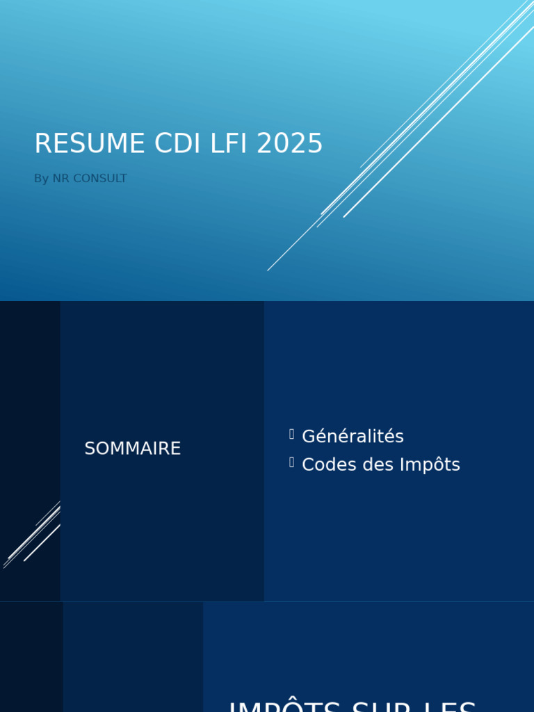 Résumé Cdi Lfi 2025 | PDF | Impôt sur le revenu | Impôts