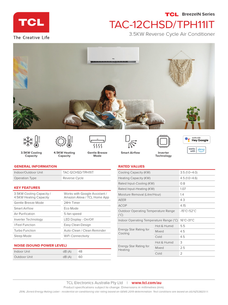 TAC-12CHSD TPH11IT Product Specs | PDF | Air Conditioning | Engineering ...