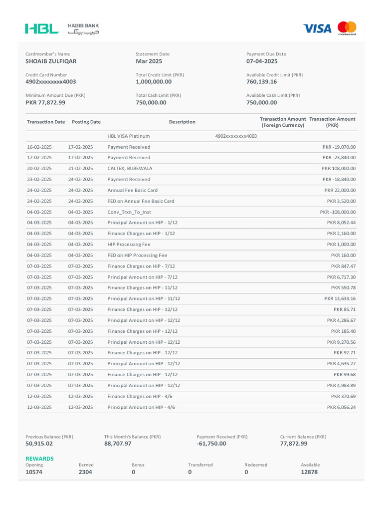 CreditCard Statement 16-04-2025T05 36 12 | PDF | Credit Card | Payments