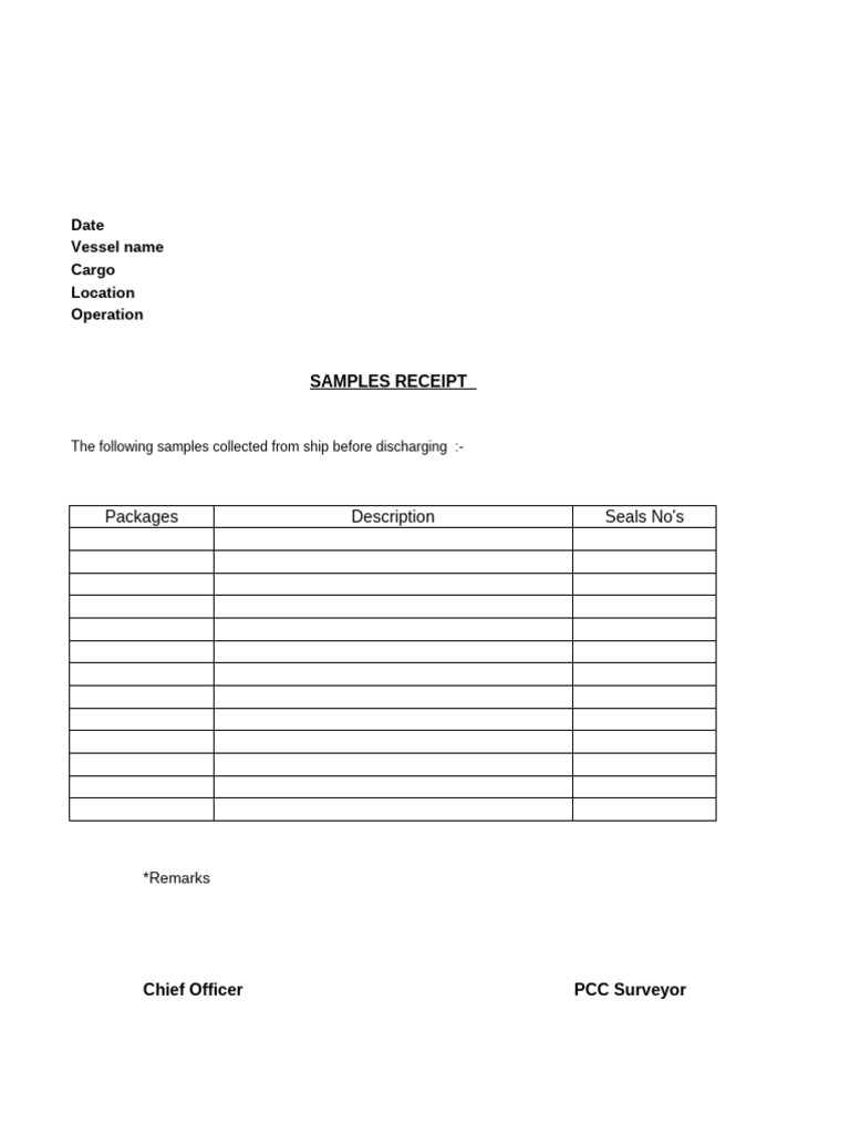 Samples Receipt | PDF