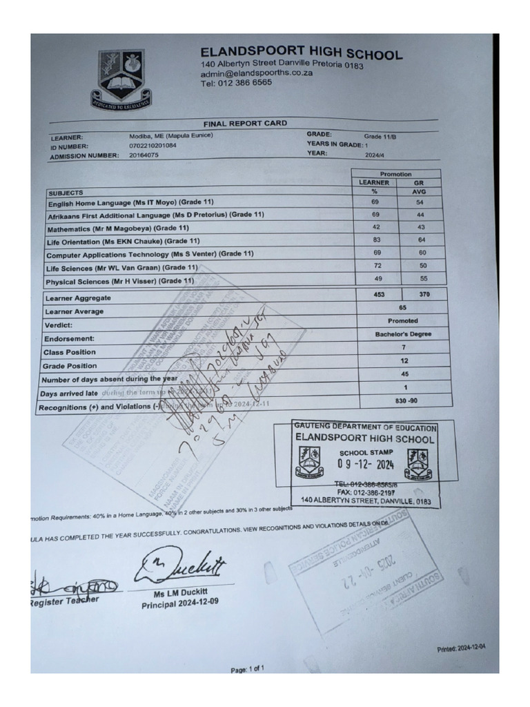 Grade 11 Report | PDF