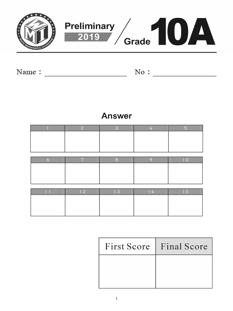 2019 WMI Grade 10 Answer Sheet-英 | PDF