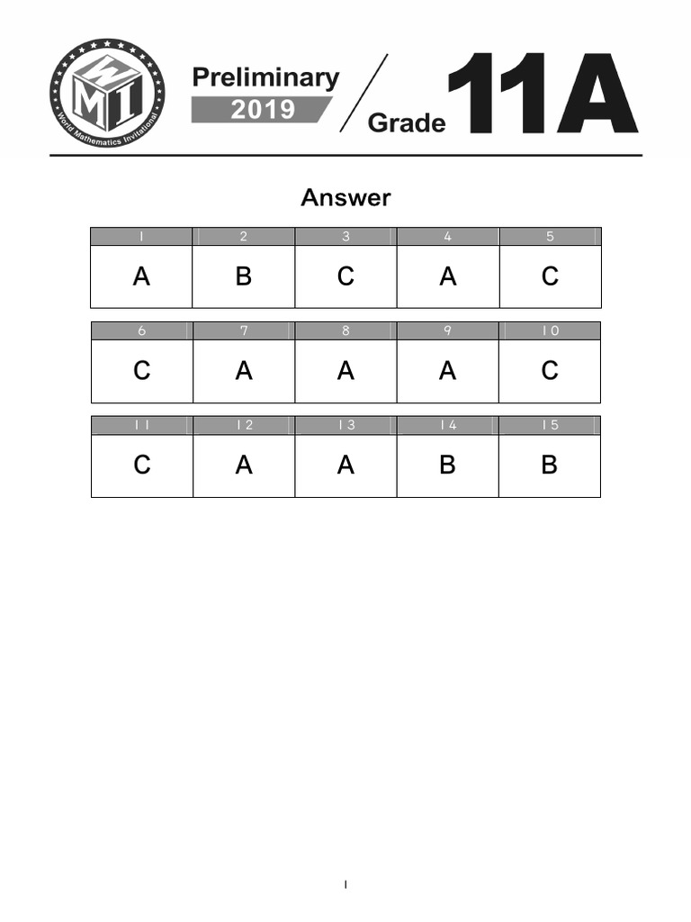 2019 WMI Grade 11 Answer | PDF