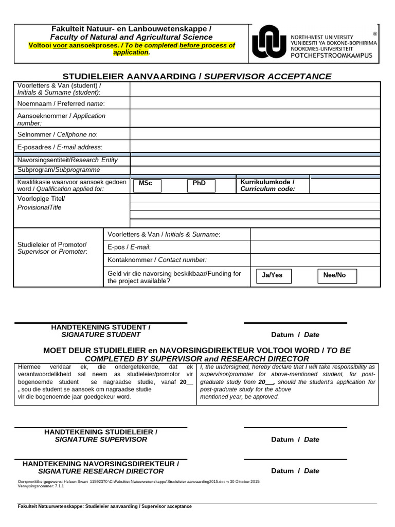 FNAS Supervisor Acceptance Form | PDF