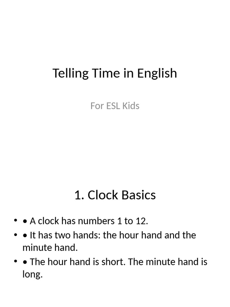 Telling Time For Kids | PDF