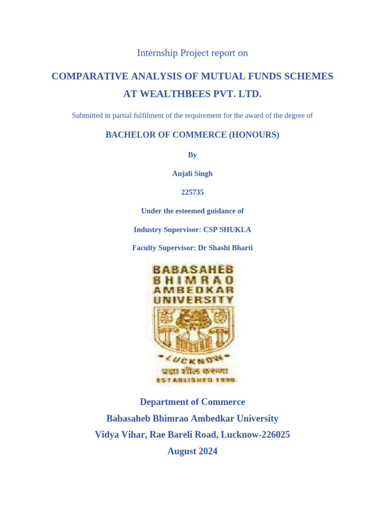 COMPARATIVE ANALYSIS OF VARIOUS MUTUAL FUNDS SCHEMES at Wealthbees ...