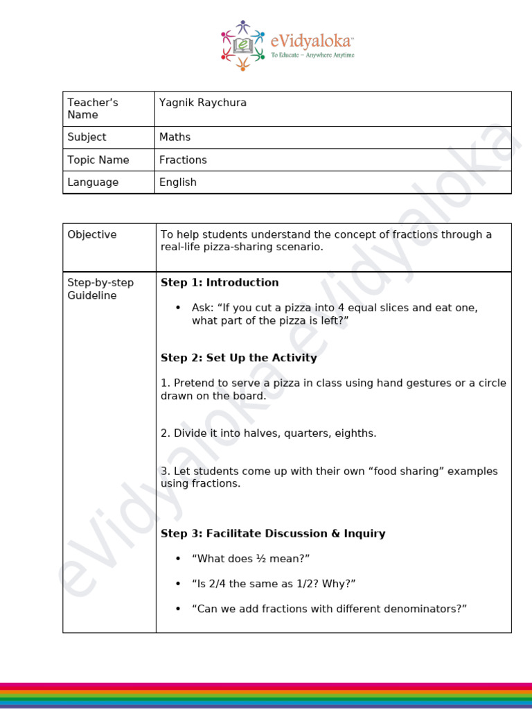 Yagnik Fractions Class5 | PDF