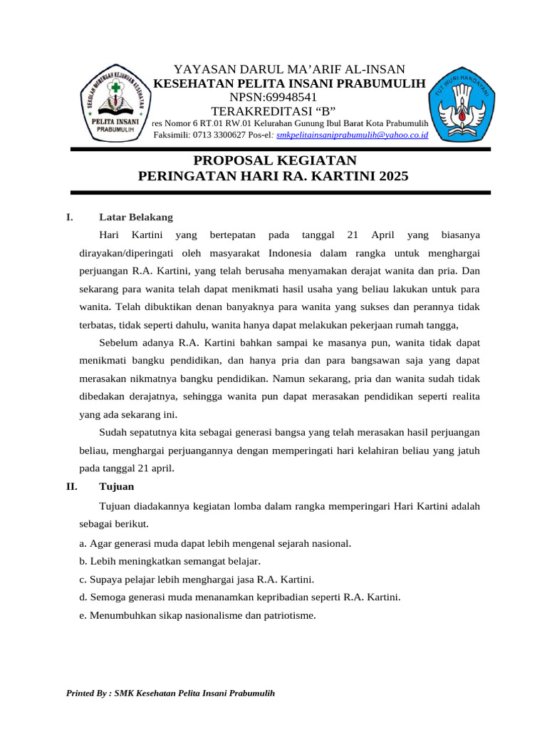 Proposal Peringatan Hari Kartini 2025 | PDF