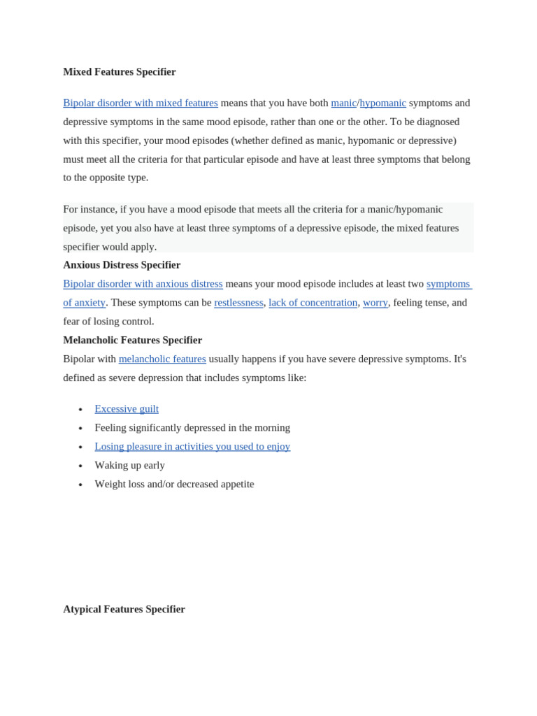 Bipolar Disorders Specifier | PDF | Bipolar Disorder | Mood Disorders