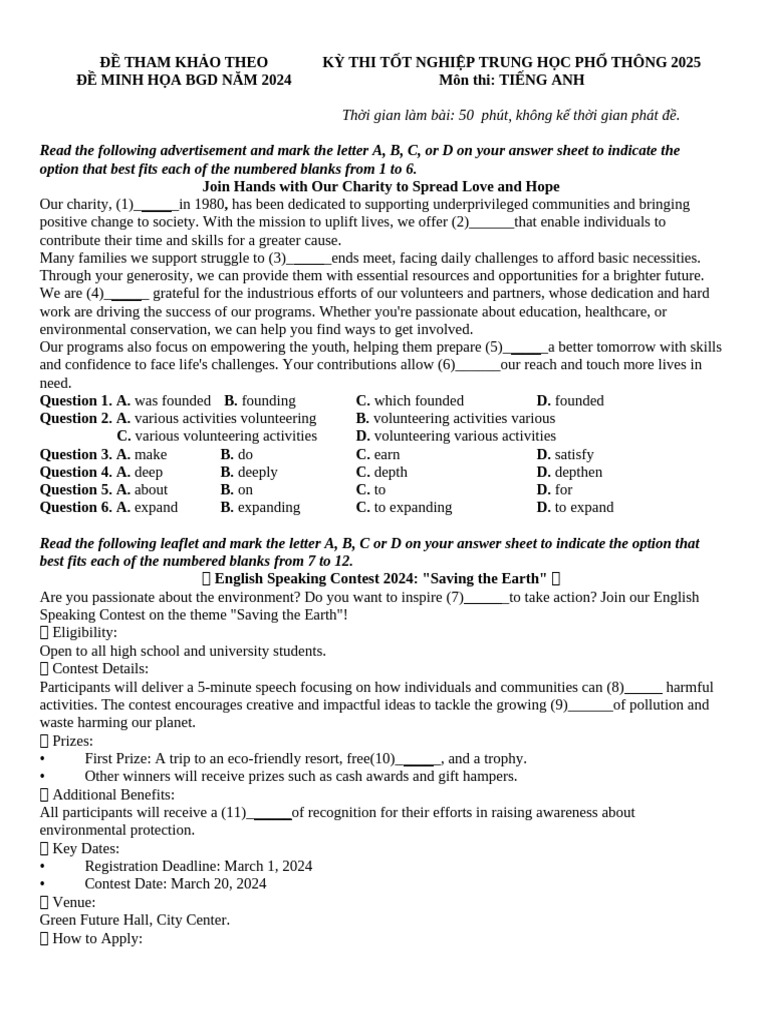 Đề Vip 15 - Phát Triển Đề Minh Họa Môn Anh 2025 - MT9 | PDF | Climate Change | Smart Grid