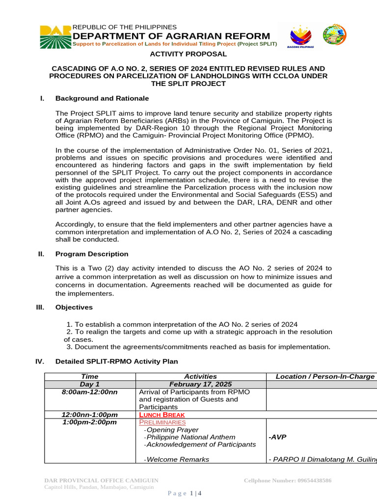 SPLIT Project: Parcelization Guidelines | PDF