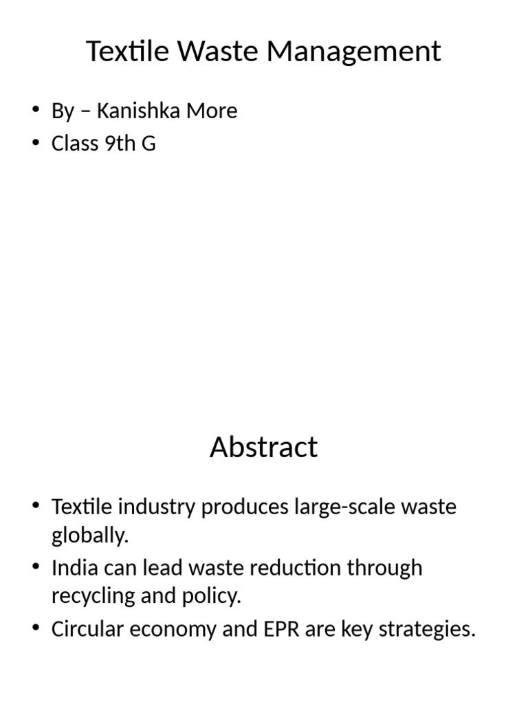 Textile Waste Management Strategies | PDF