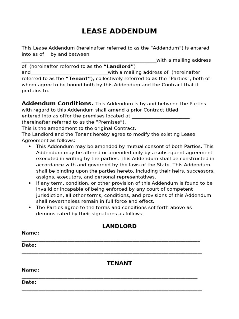 Lease Addendum 3g9mwhd 09 22 02 | PDF