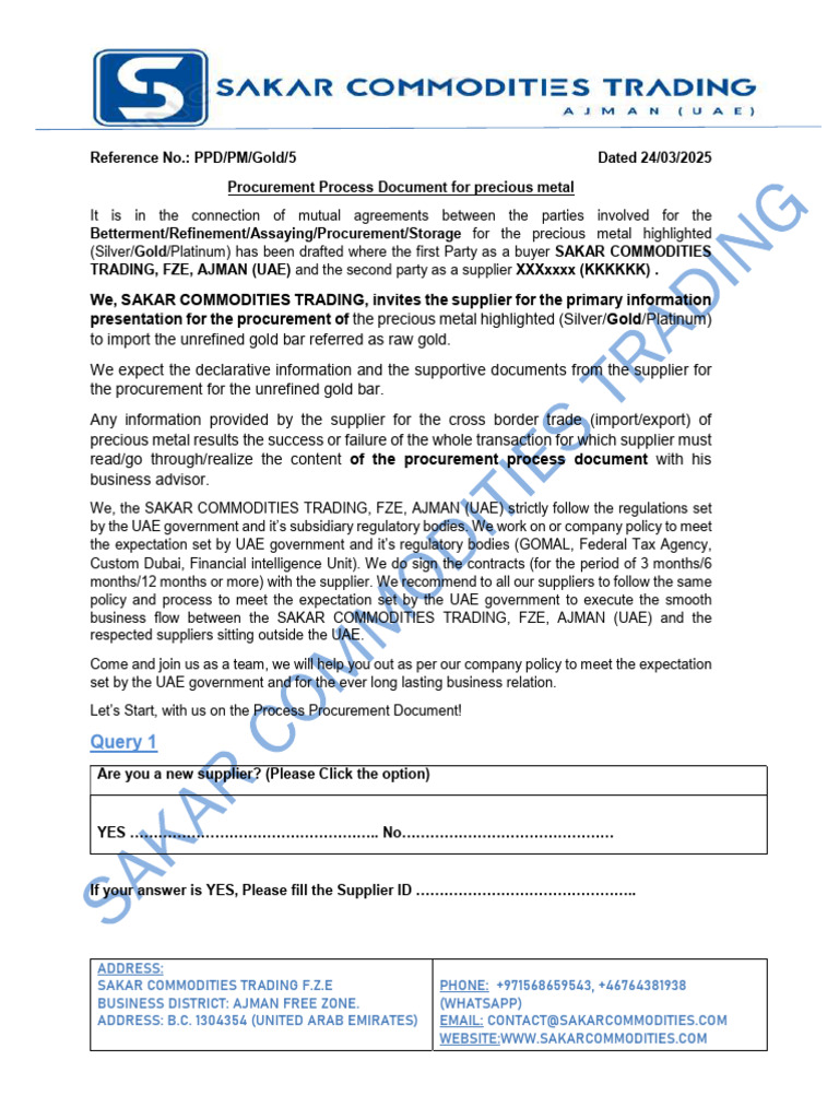 Procurement Process Document For Gold Suppliers | PDF | United Arab ...