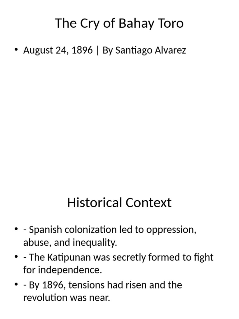 The Cry of Bahay Toro Presentation | PDF