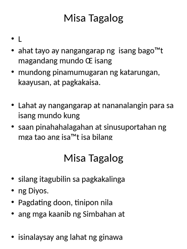 Misa Tagalog Pagkabuhay | PDF
