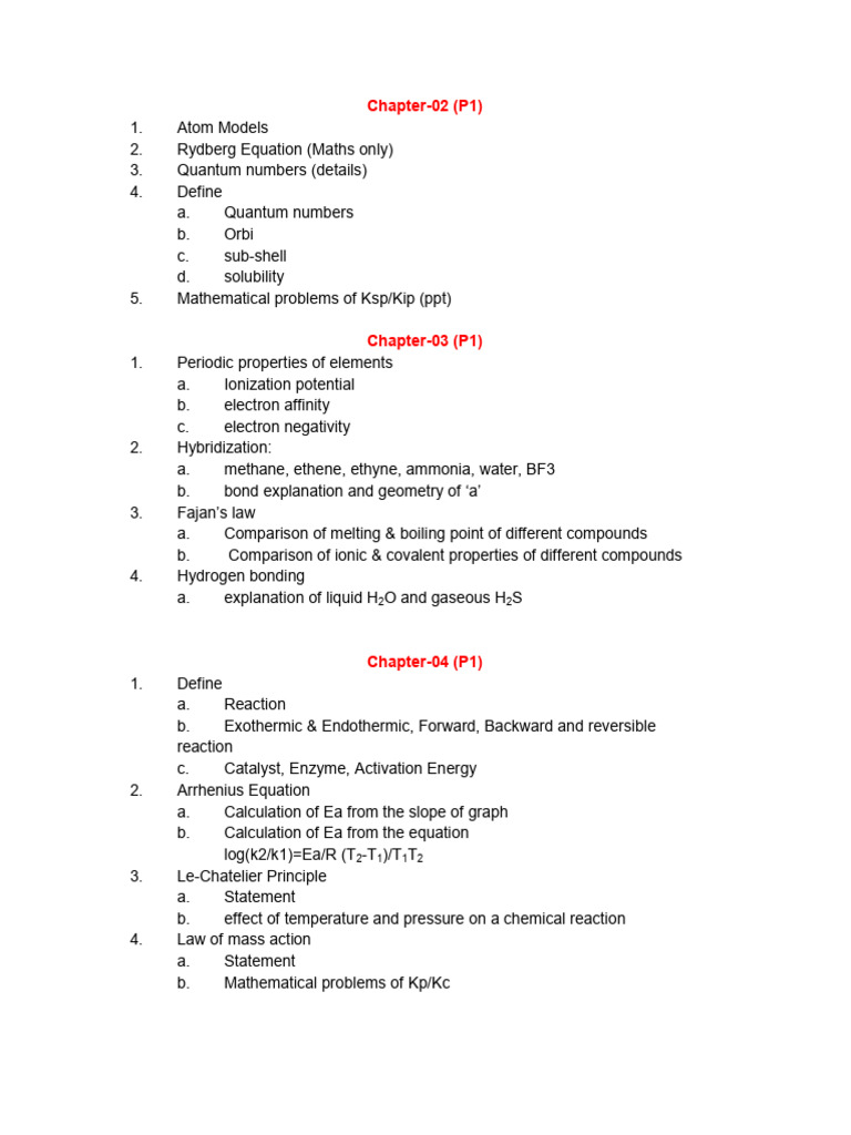 Chemistry (1st & 2nd Paper) | PDF
