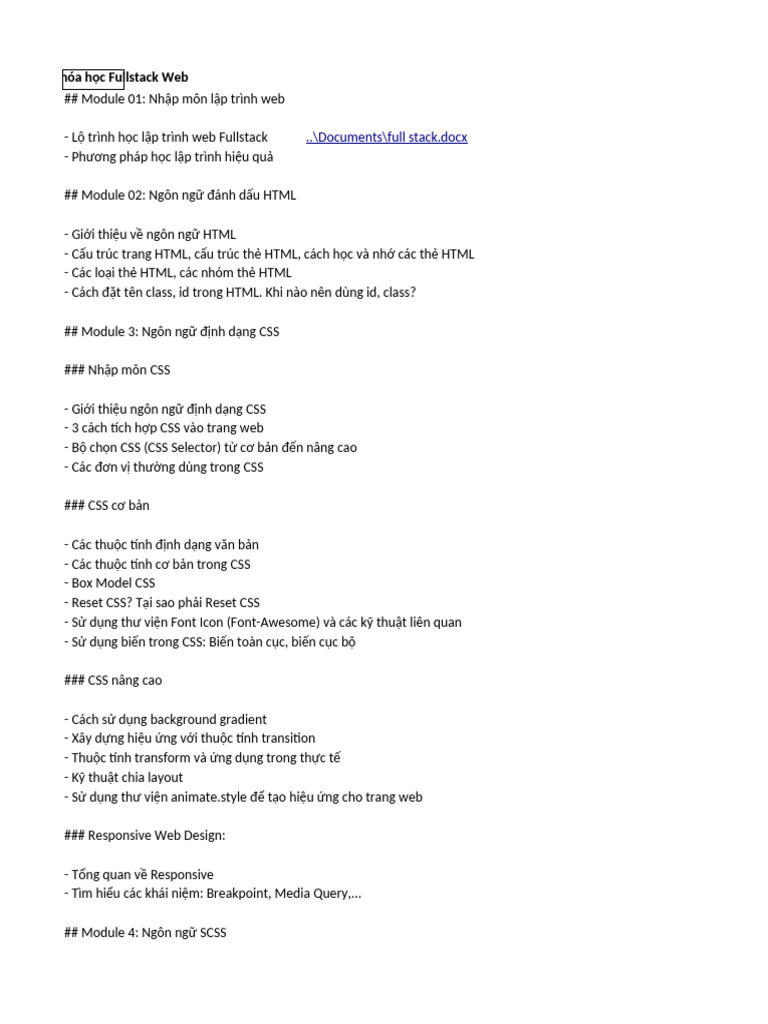Outline FullStack Updated | PDF