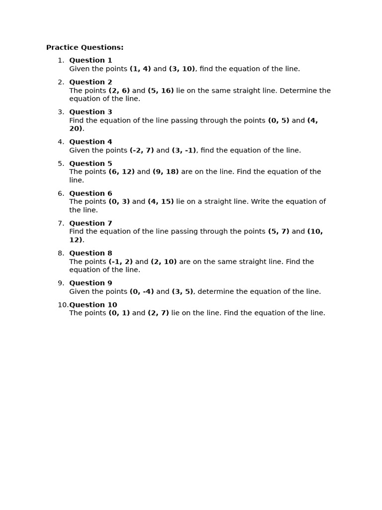 Practice Questions | PDF