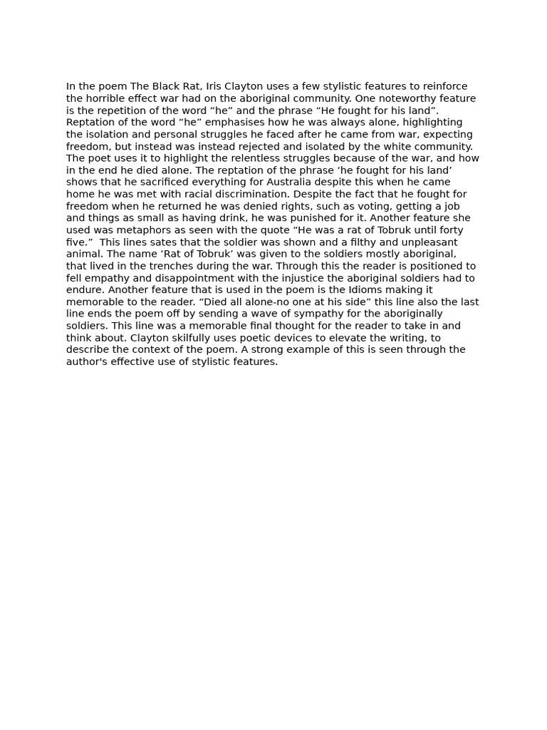 Analysis of "The Black Rat" Poem | PDF