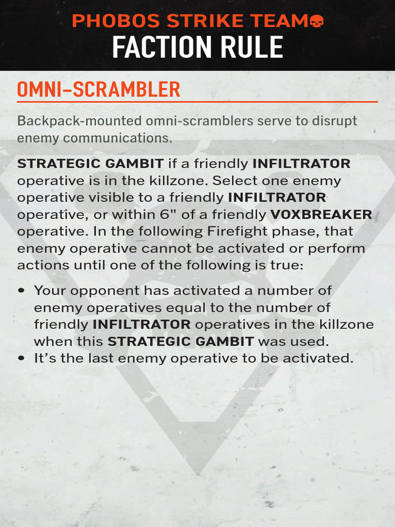 Phobos Strike Team - Faction Rules | PDF | Military | Military Technology