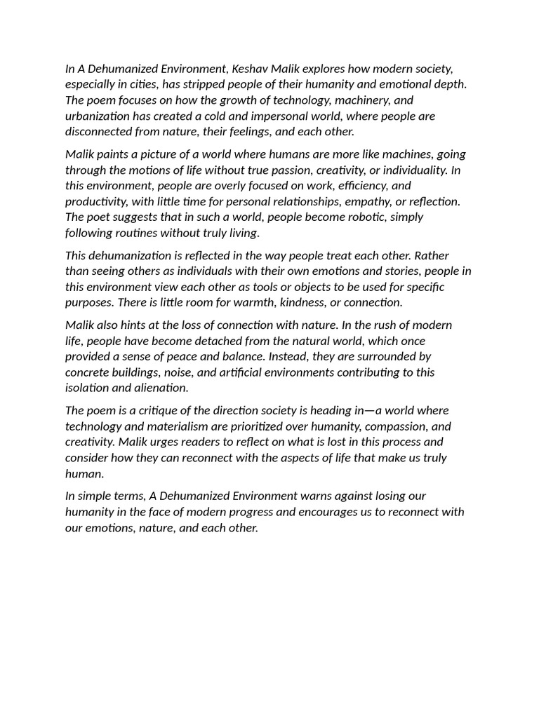 Dehumanization in Modern Society | PDF