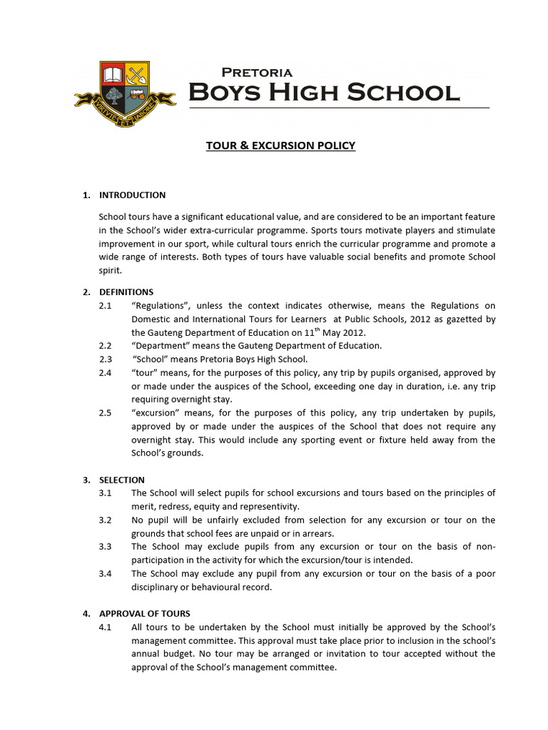 Policy Excursions and Tours | PDF | Teachers | Committee