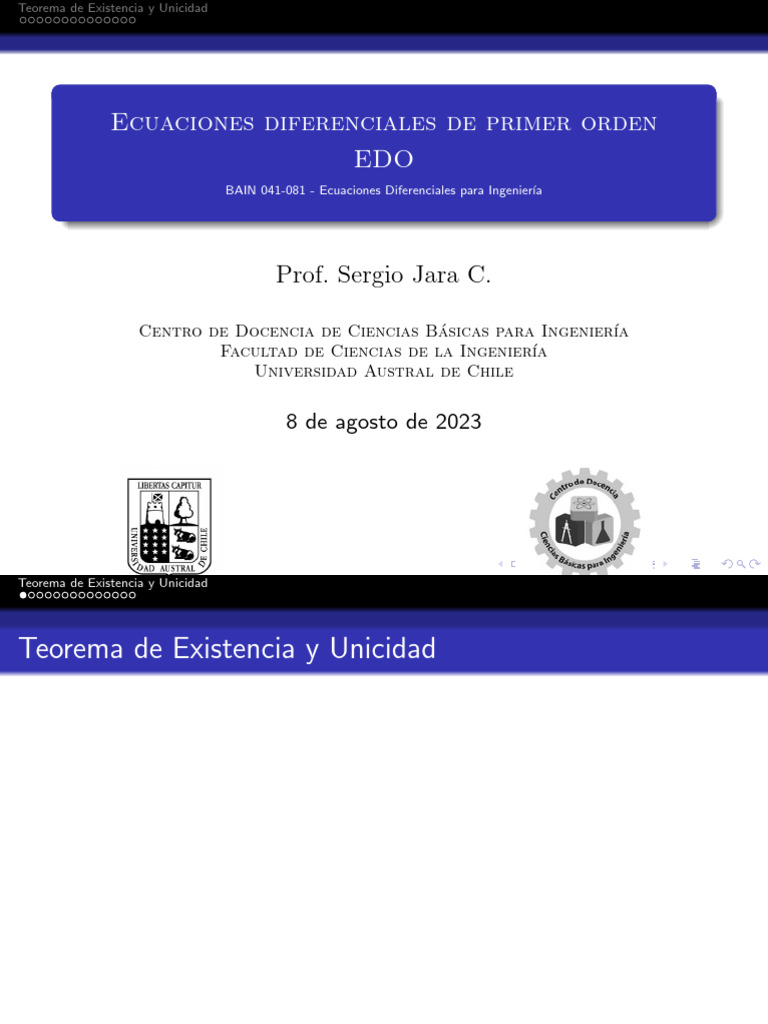 002 Clase - N2 Teorema de Existencia y Unicidad | PDF | Ecuaciones | Ecuaciones diferenciales