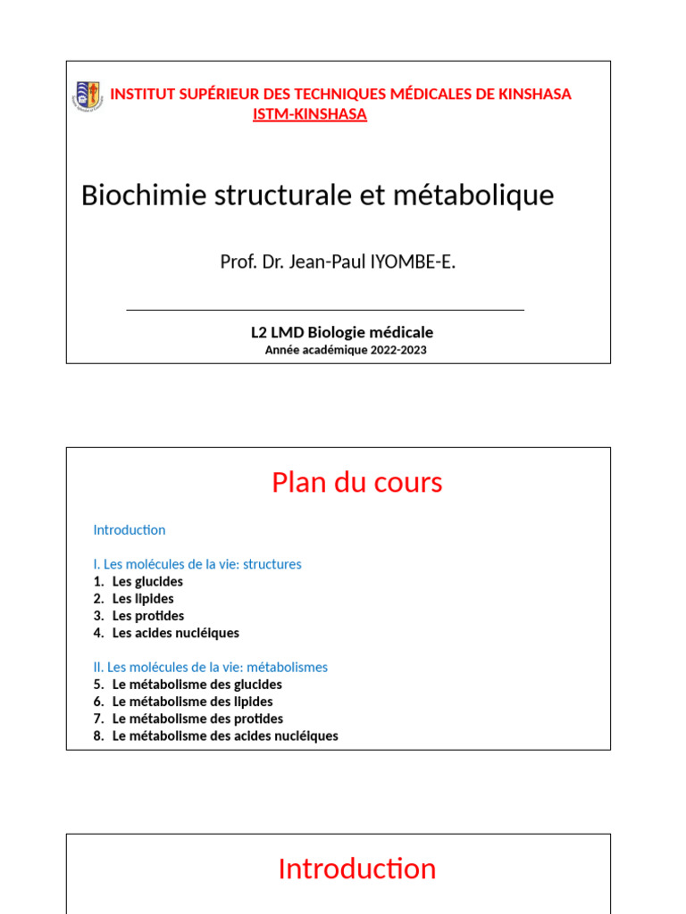 Cours de Biochimie Structurale Et Métabolique - L1 SMR | PDF ...