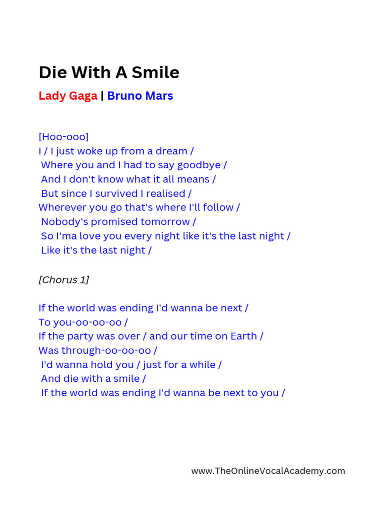 Die With A Smile Lyrics Summary | PDF