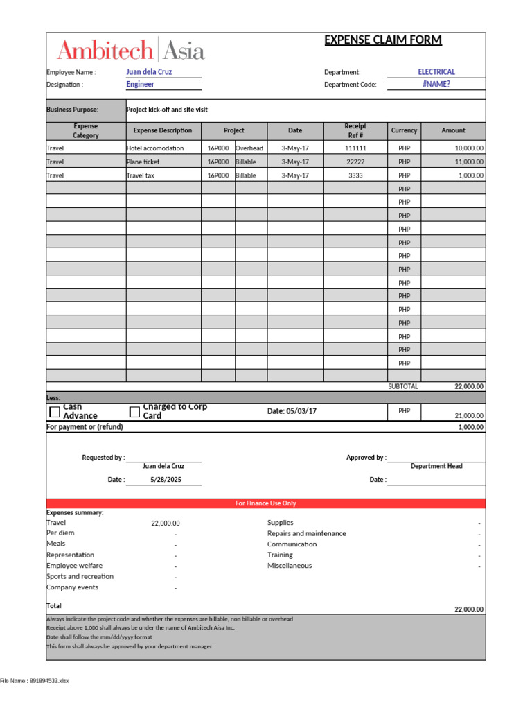 Expense Claim Form 100418 PROTECTED | PDF | Per Diem | Economies