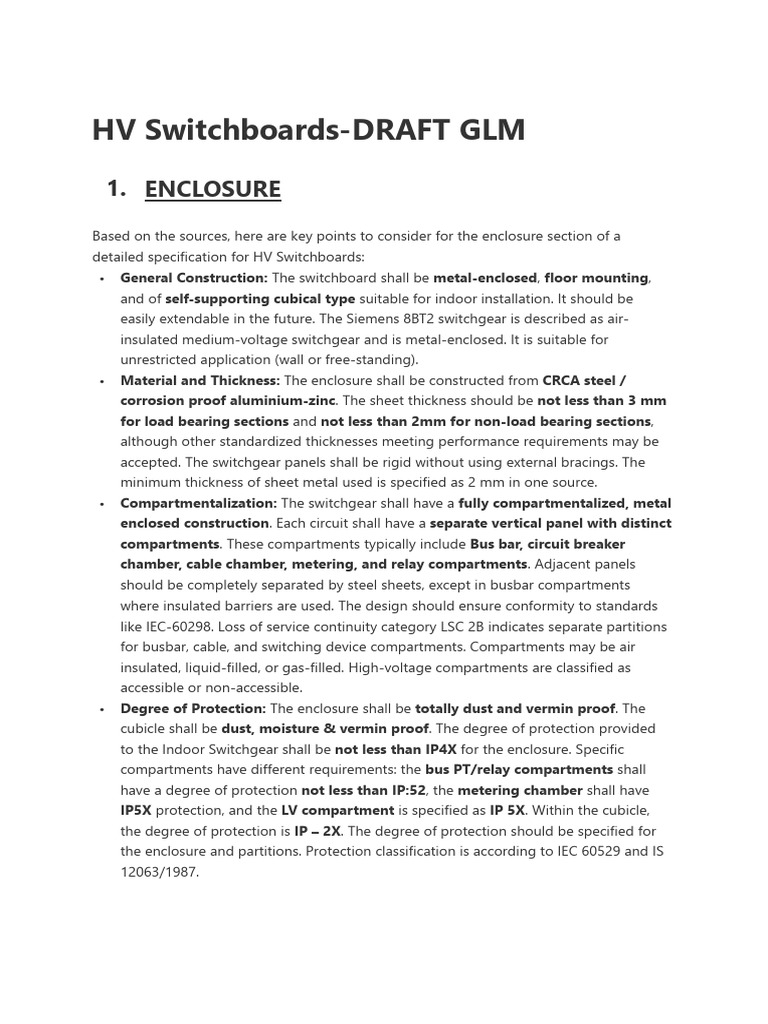 HV Switchboards-DRAFT GLM | PDF | Transformer | Fuse (Electrical)