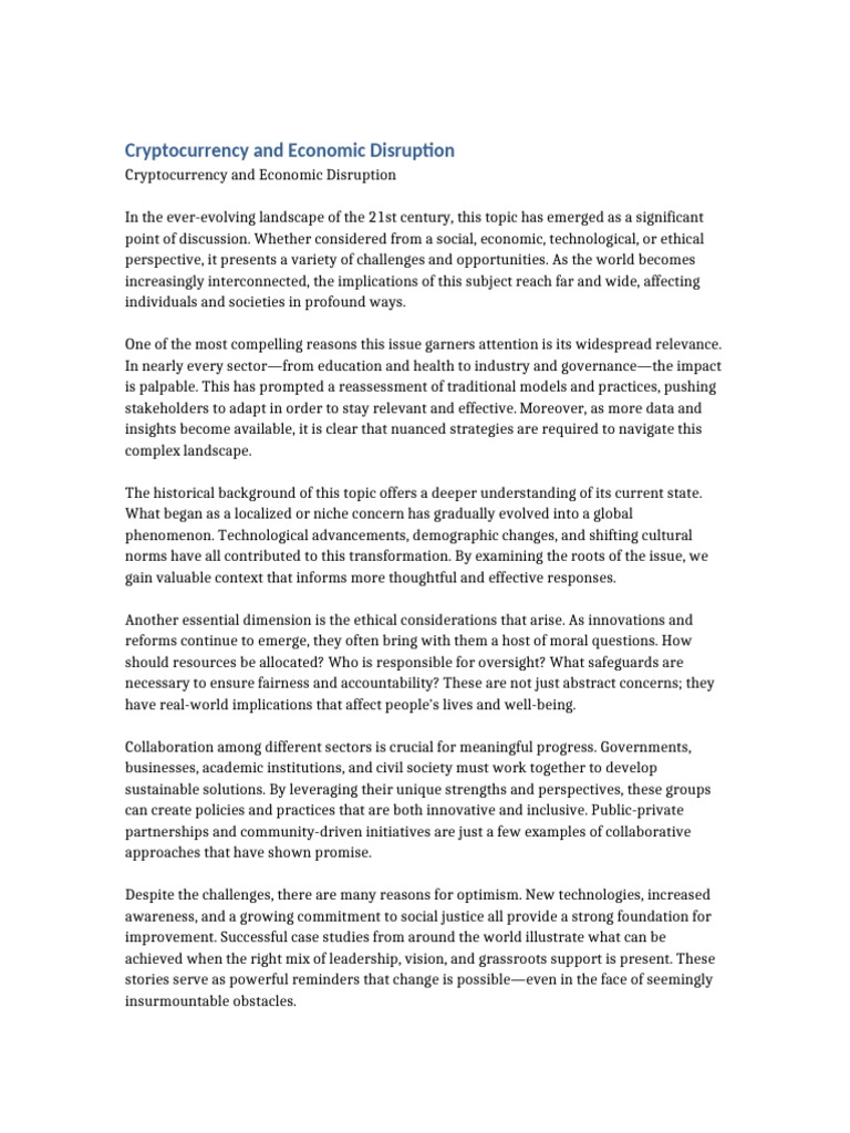 Cryptocurrency and Economic Disruption | PDF | Social Psychology