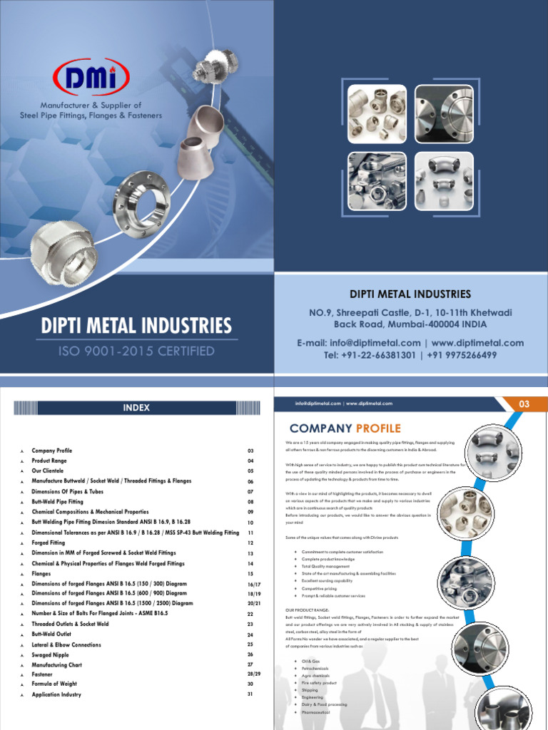 Dipti Metal Industries Brouchure | PDF | Pipe (Fluid Conveyance) | Screw