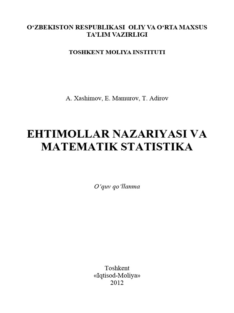 137 A.Xashimov E.Mamurov T.Adirov EHT. NAZ. Va MAT - STAT. | PDF