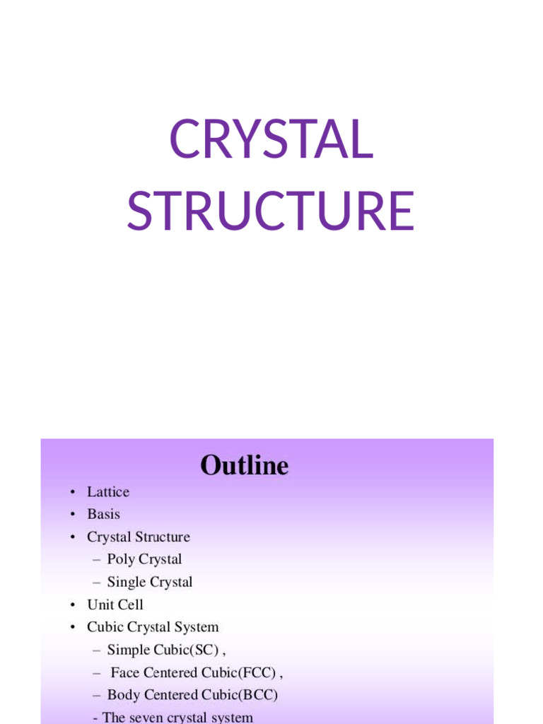 CRYSTAL STRUCTURE PPT | PDF