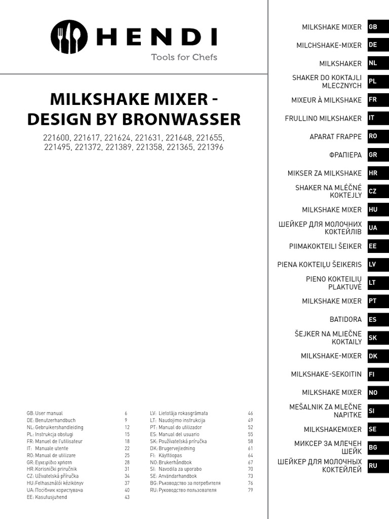 2024-07-22 Manual 221XXX Milkshake Mixer Web | PDF