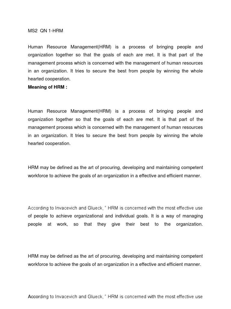 MS2 - HRM | PDF | Employment | Human Resource Management