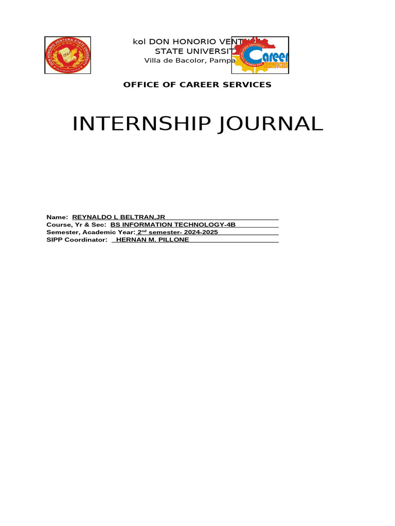 Internship Journal (Sample - Generic) | PDF