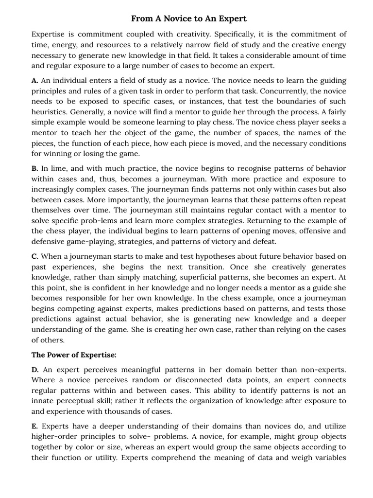 From A Novice To An Expert | PDF | Expert | Knowledge
