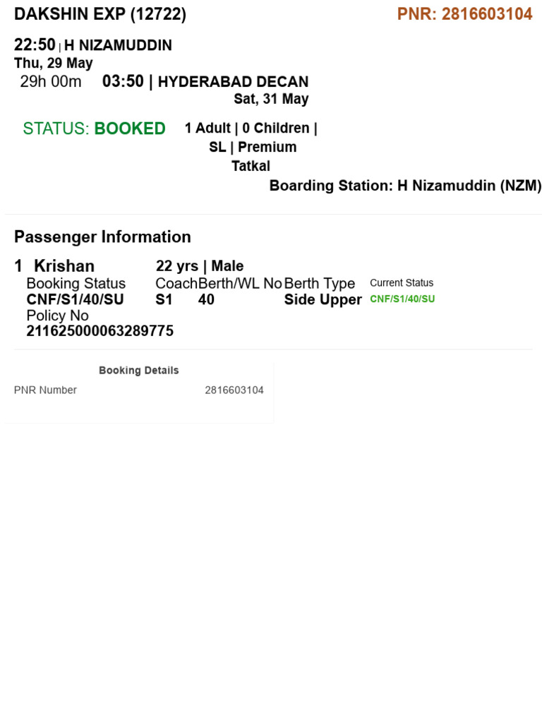 Booked: Status | PDF