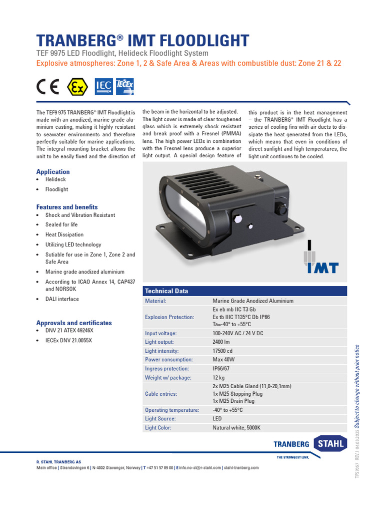 TEF 9975 Helideck Floodlight Overview | PDF | Manufactured Goods ...