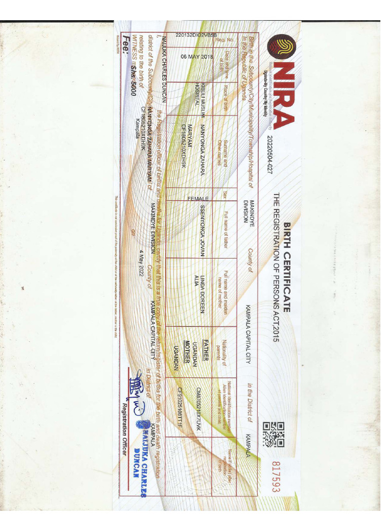 Zaza Birth Certificate - Compressed | PDF