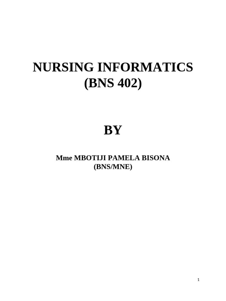 Nursing Informatics First Handout-1 | PDF | Health Informatics | Nursing