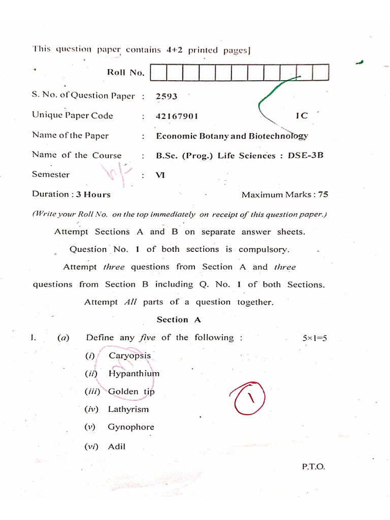 PYQ Eco Bot and Biotech | PDF